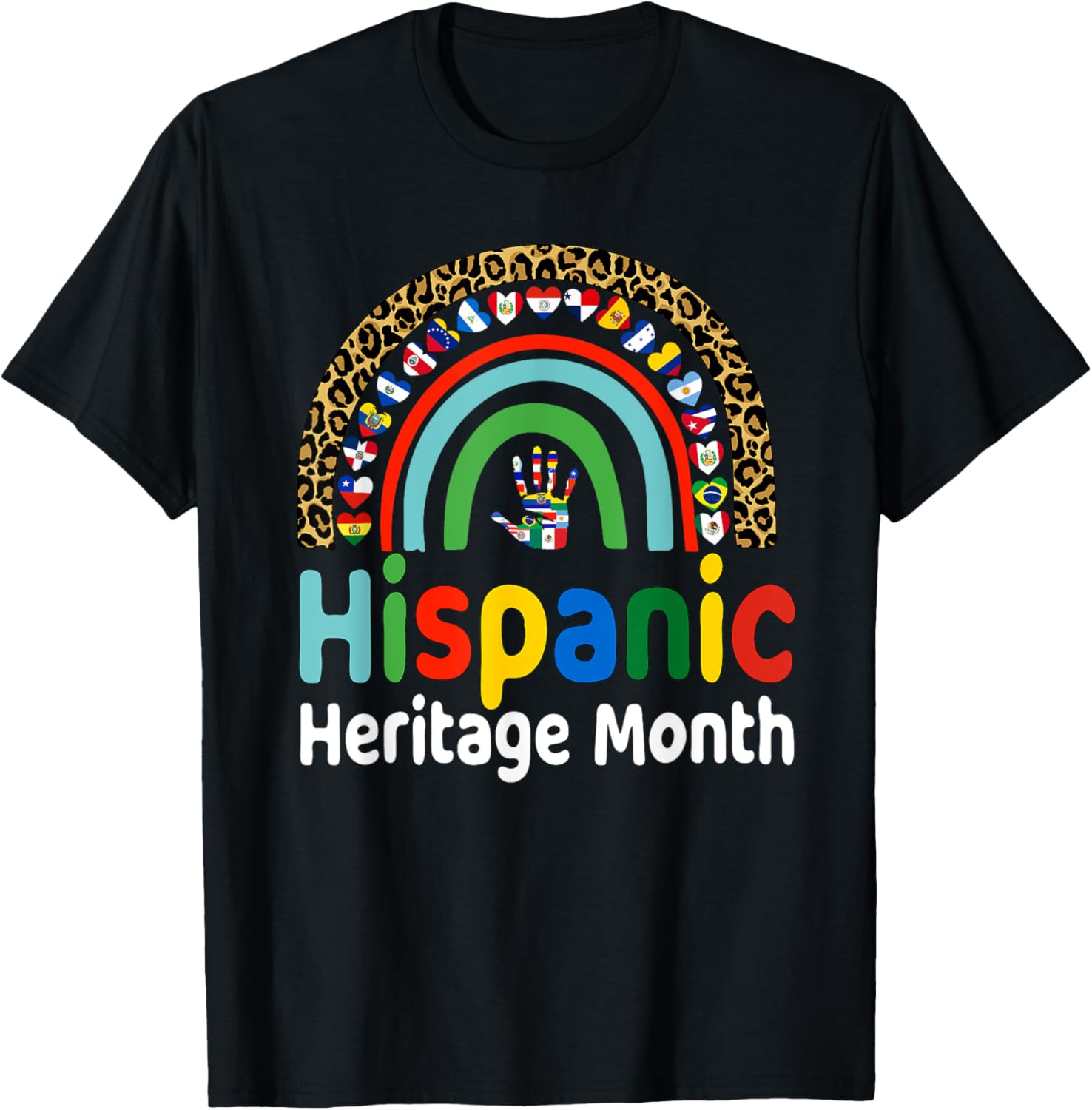 National Hispanic Heritage month Rainbow Tee Countries Flags T-Shirt ...