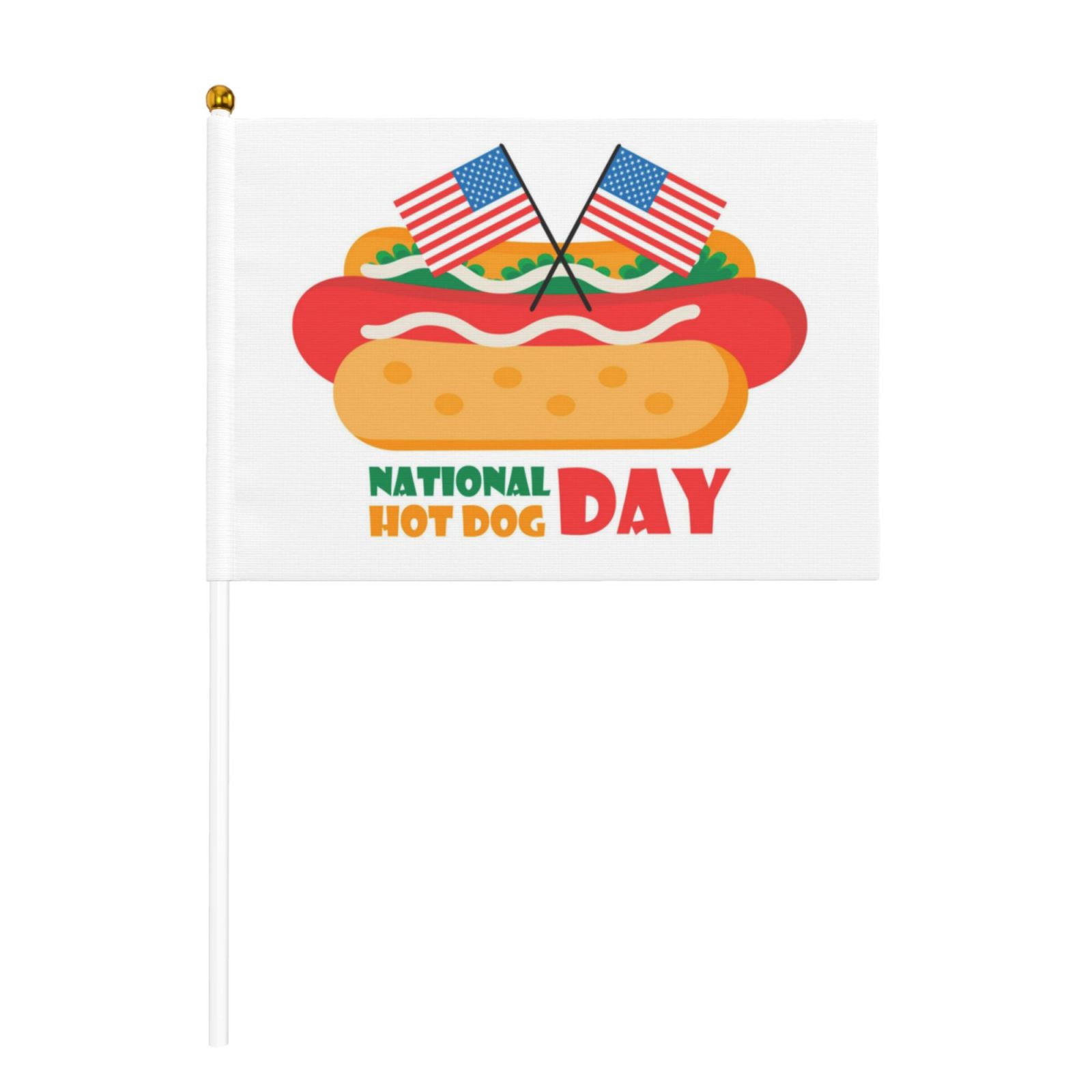 National Hot Dog Day Flag Small Mini Hand Held Flags Small Miniature ...