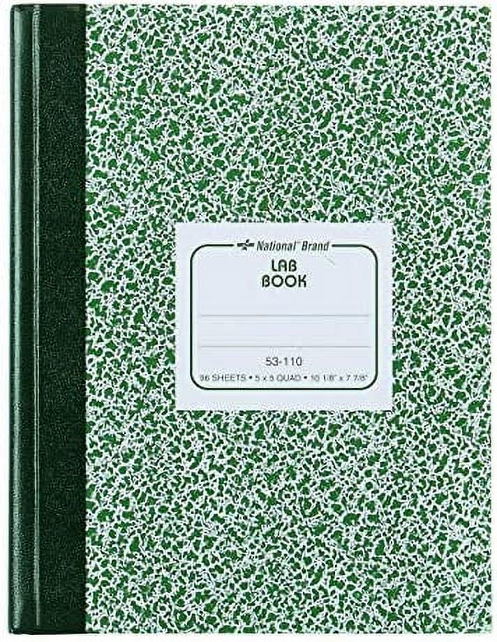 National Laboratory Notebook, 5 x 5 Quad Ruling, Green Marble Cover, 10 ...