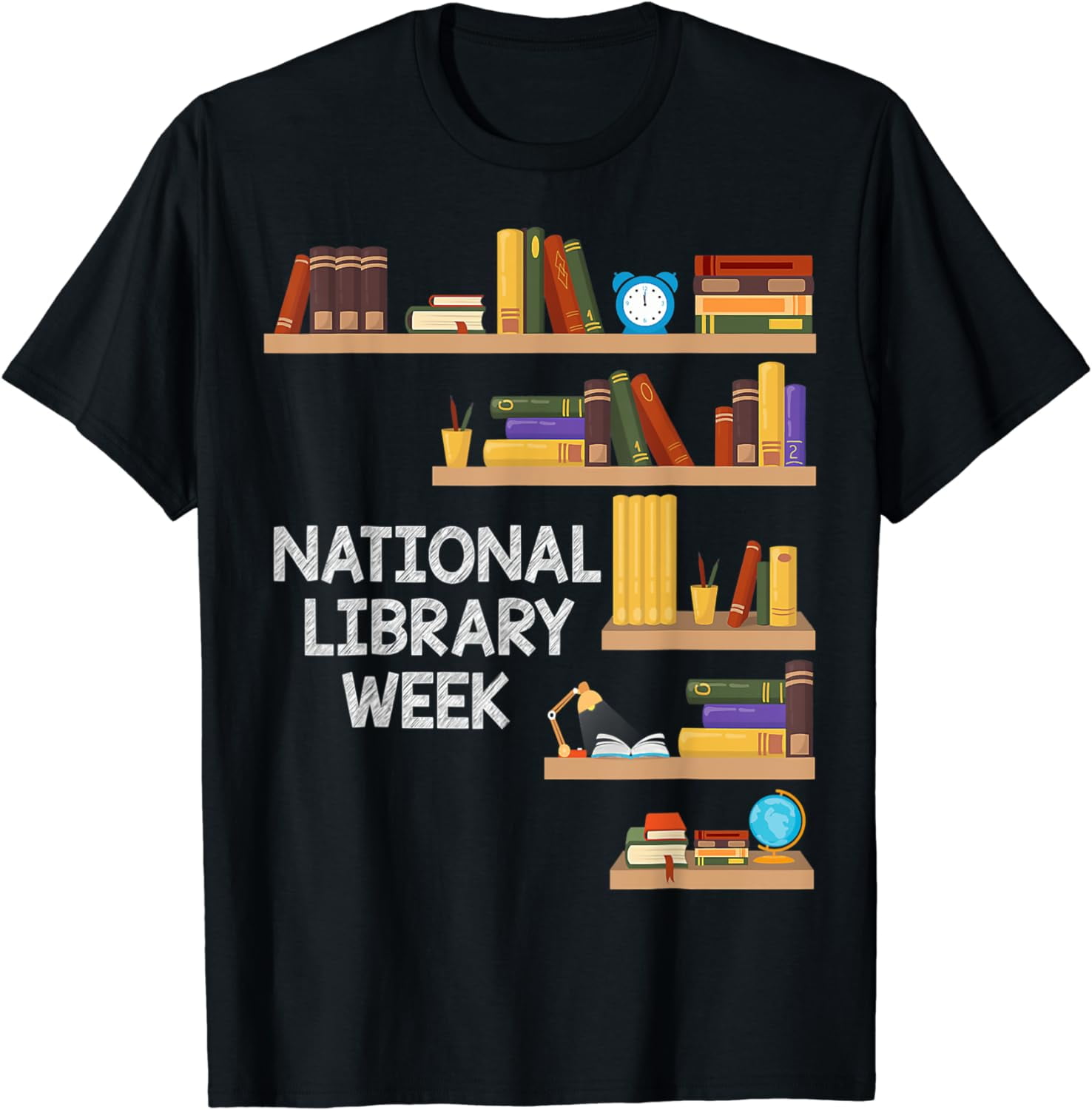 National Library Week Book Reading Lover Librarian Bookworm T-Shirt ...