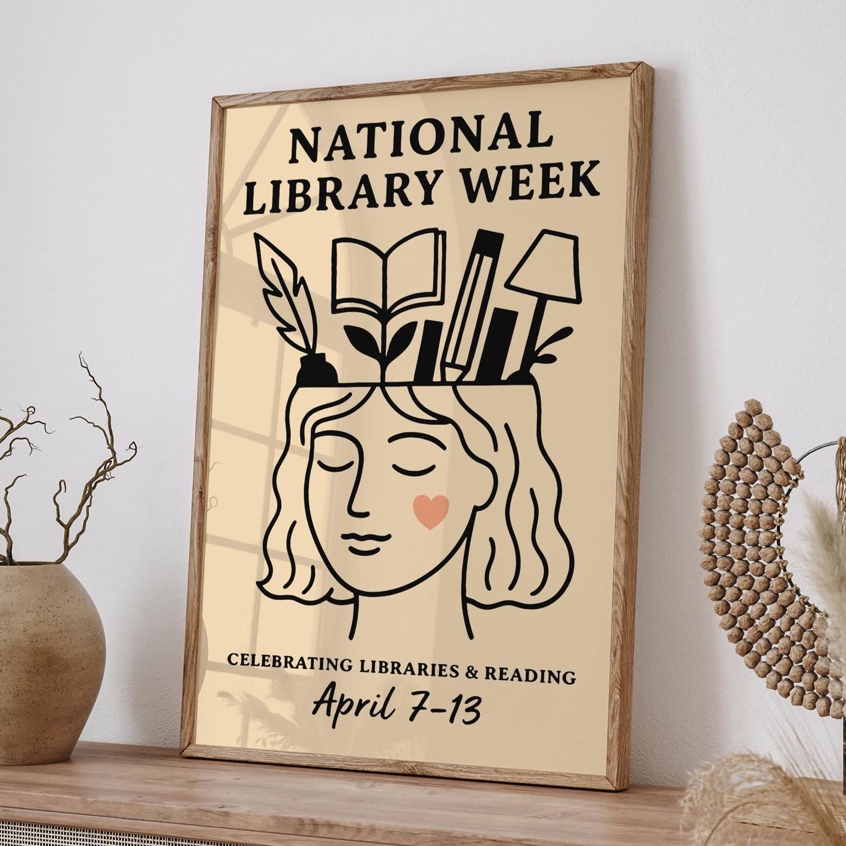 National Library Week Poster, Literary Wall Art For Readers UNFRAMED ...