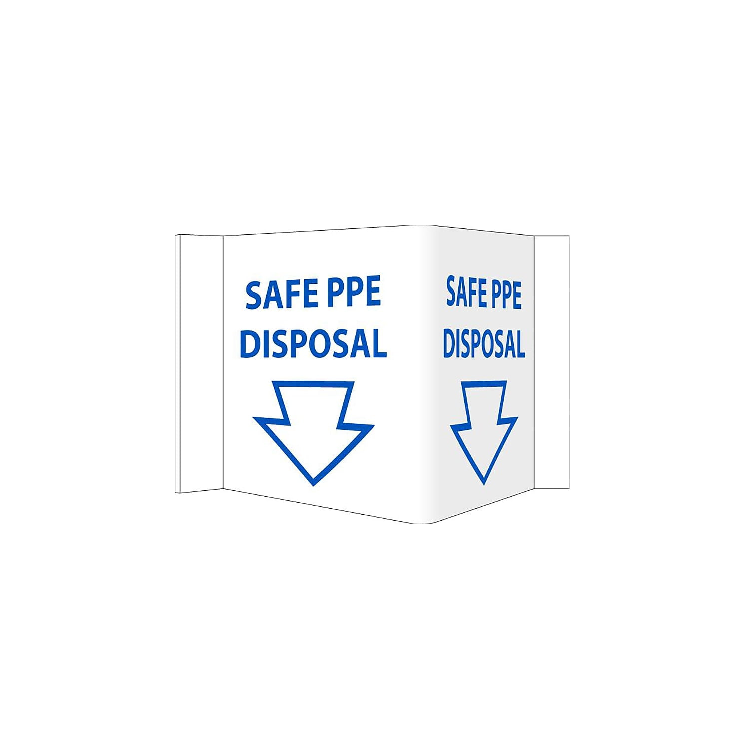 National Marker 3D Wall Sign "Safe PPE Disposal " 6" x 9" White/Blue ...