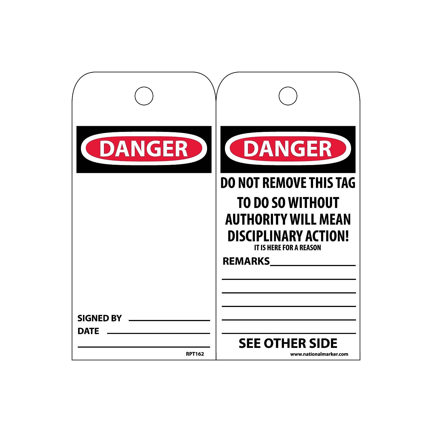 National Marker Accident Prevention Tags Danger 6X3 Unrip Vinyl 25/pack ...