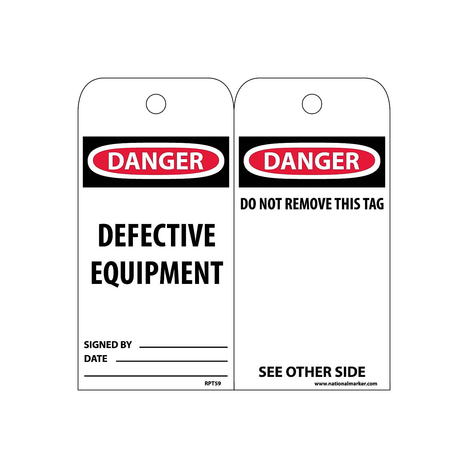 National Marker Accident Prevention Tags; Danger Defective Equipment 6 ...