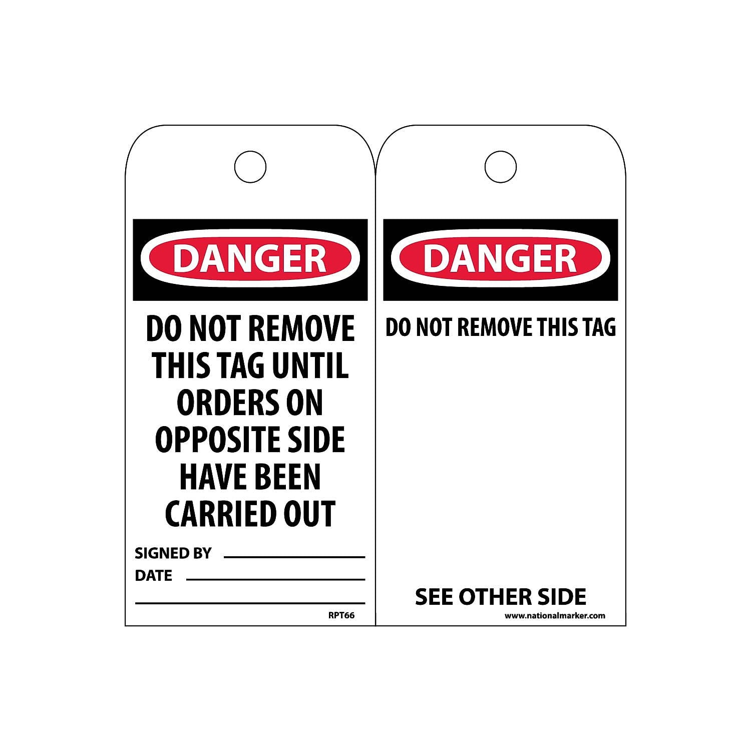 National Marker Accident Prevention Tags; Danger Do Not Remove This Tag ...