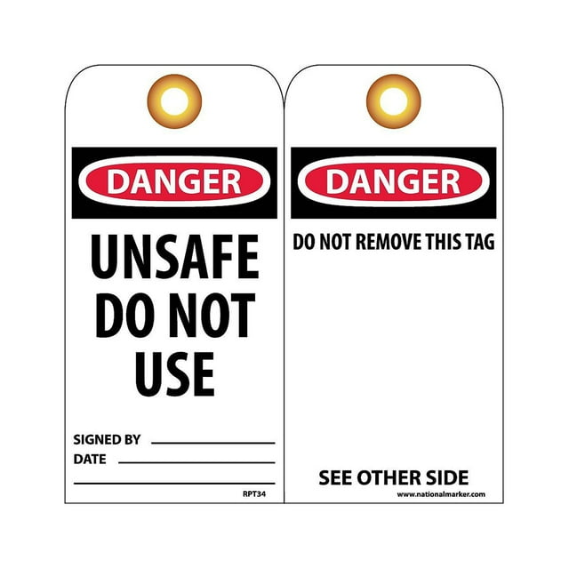 National Marker Accident Prevention Tags; Dnager Unsafe Do Not Use 6X3 ...
