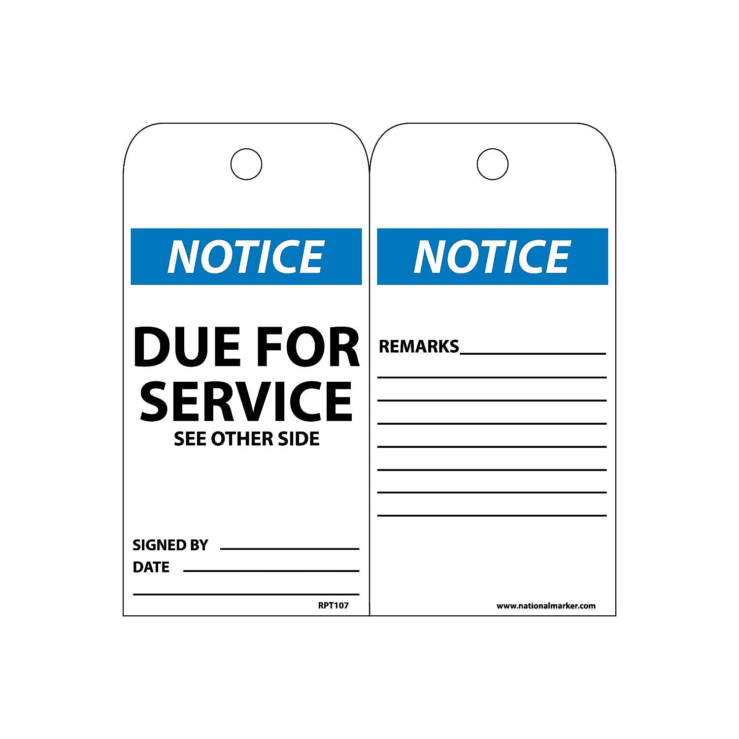 National Marker Accident Prevention Tags; Notice Due For Service 6X3 ...