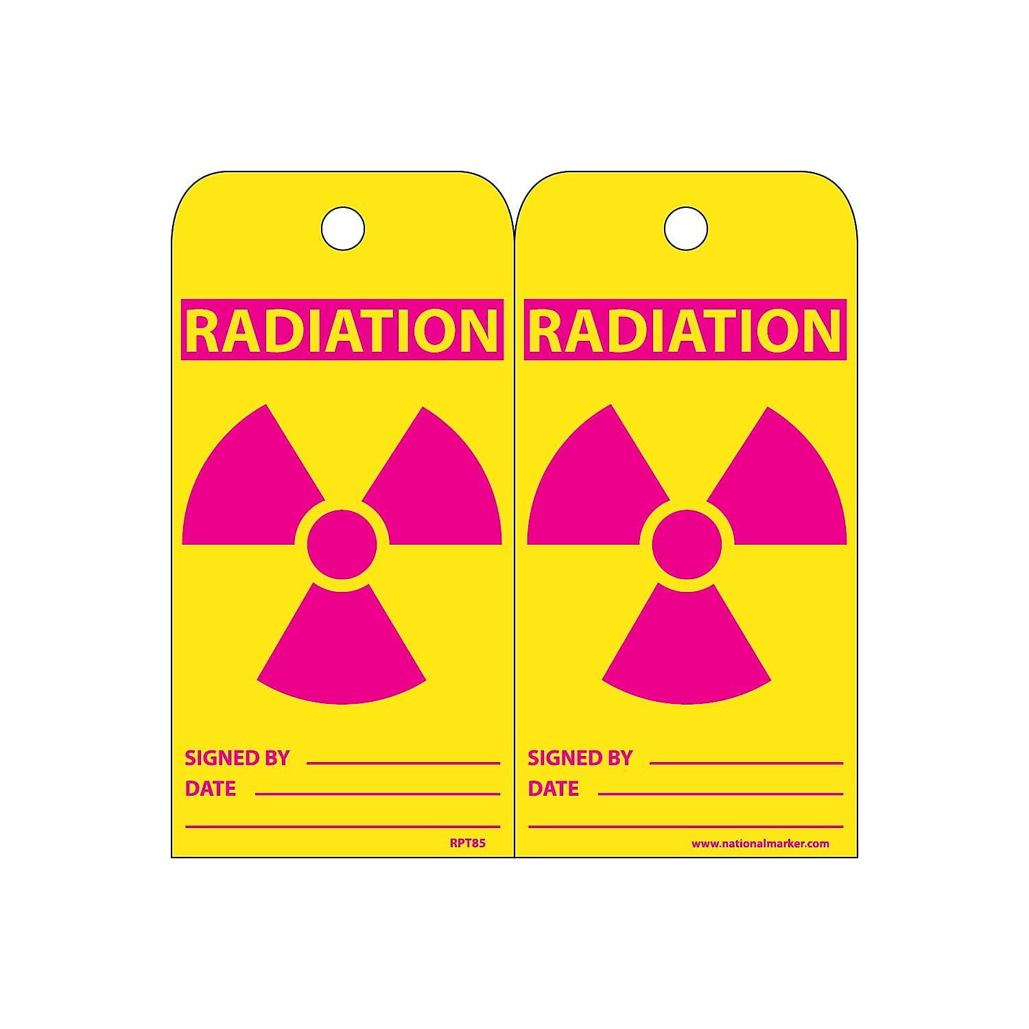 National Marker Accident Prevention Tags Radiation 6X3 Unrip Vinyl 25 ...