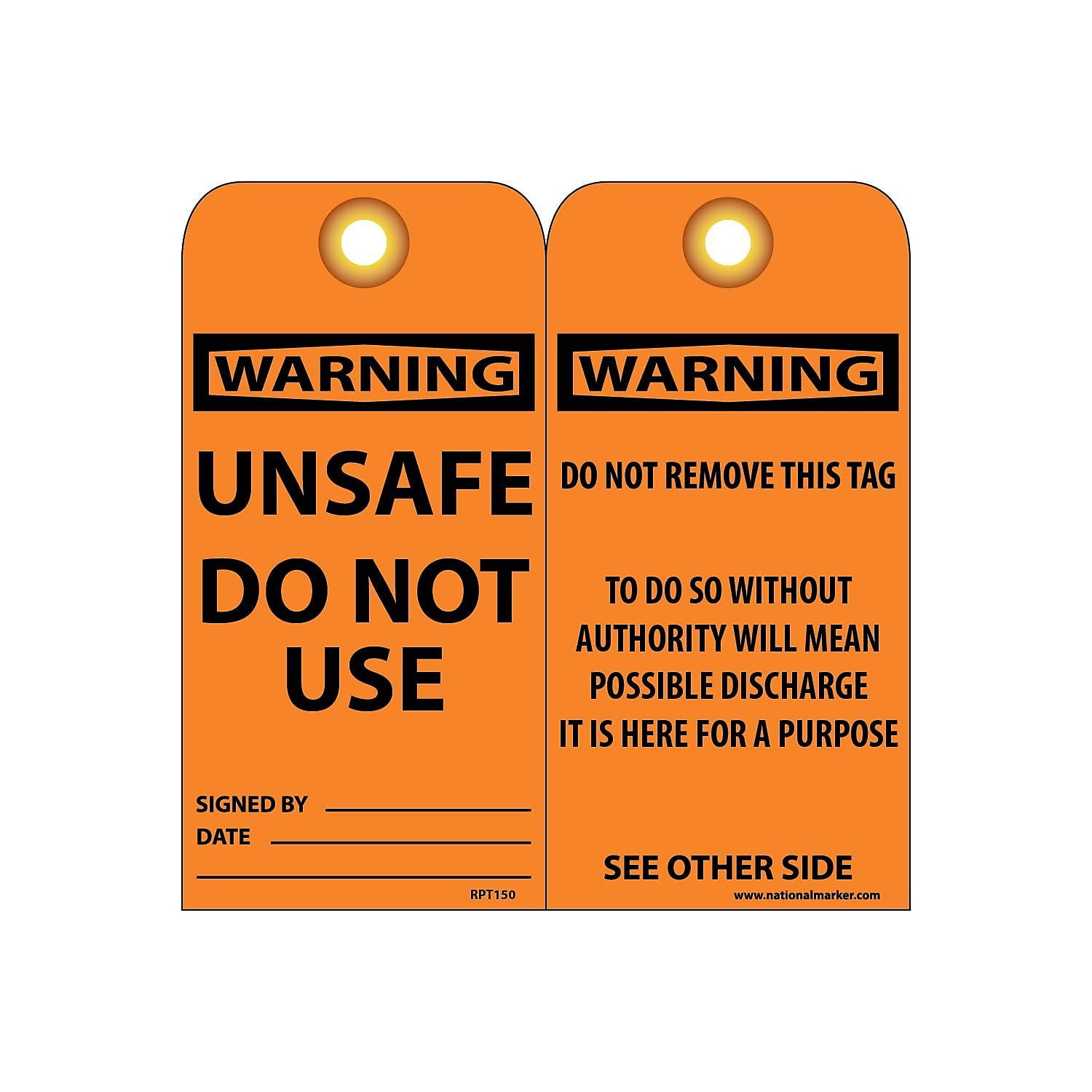 National Marker Accident Prevention Tags Unsafe Do Not Use 6X3 .015 Mil ...