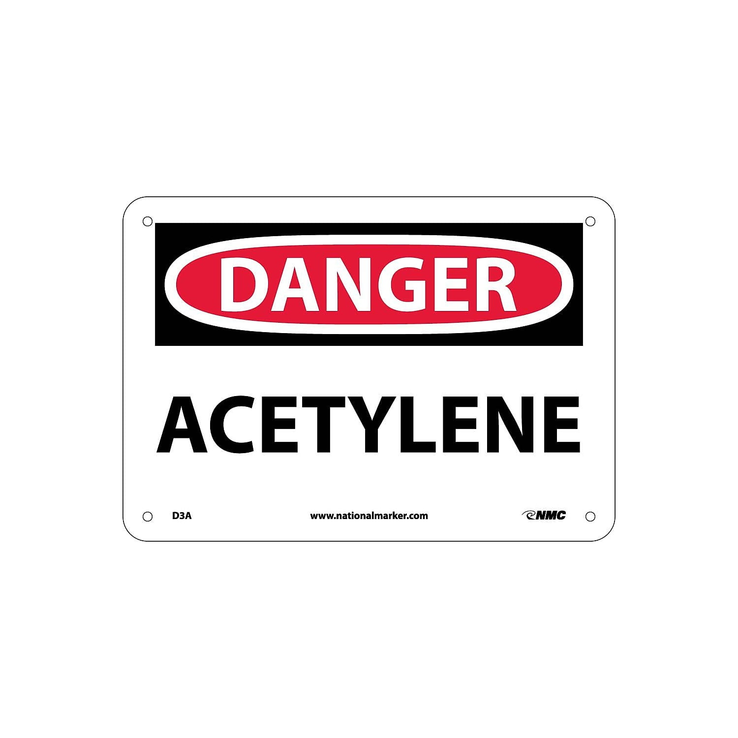 National Marker Aceytlene 7X10 .040 Aluminum Danger Sign D3A - Walmart.com
