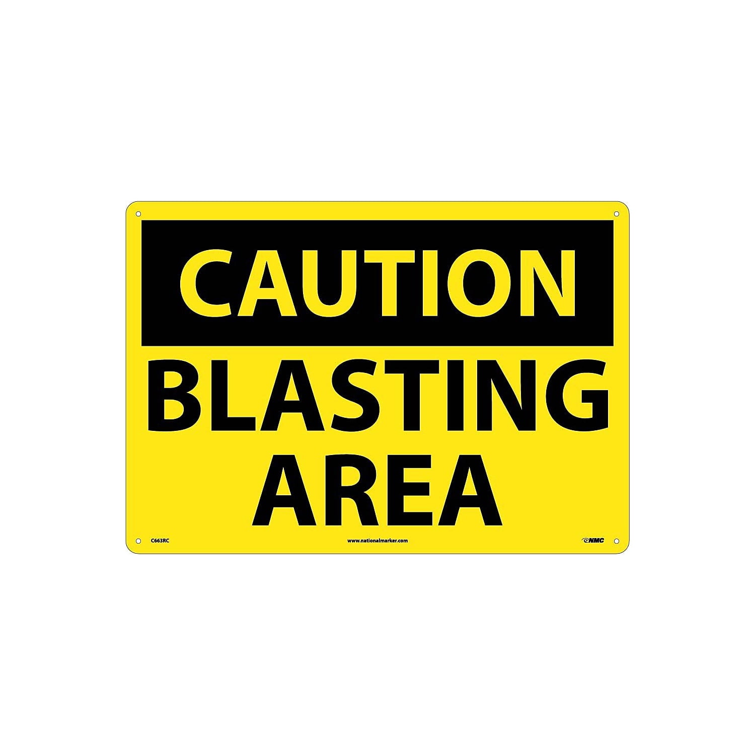 National Marker Blasting Area 14X20 Rigid Plastic Caution Sign C663RC ...