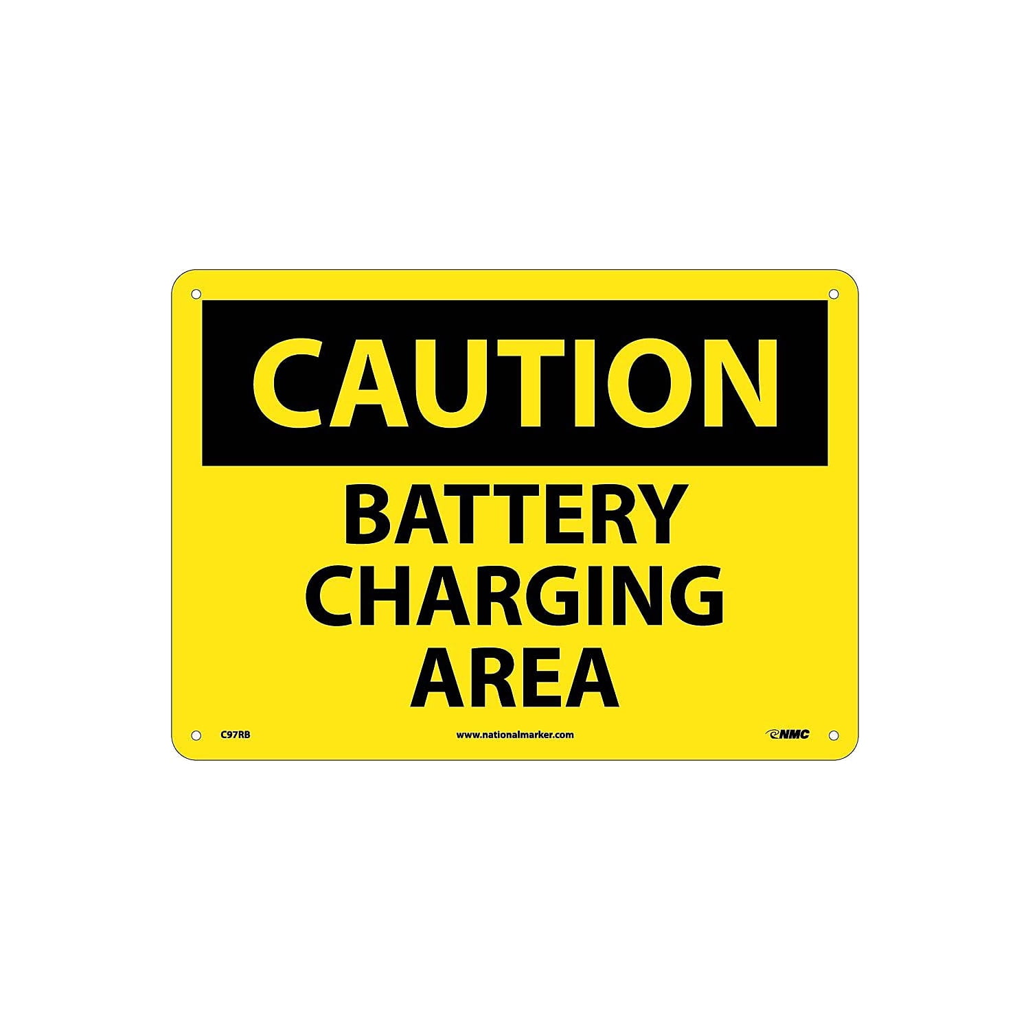 NMC C97RB OSHA Sign Caution Battery Charging Area 10"" X 14"" Yellow ...