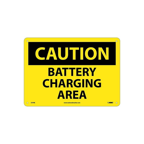 NMC C97RB OSHA Sign Caution Battery Charging Area 10"" X 14"" Yellow ...