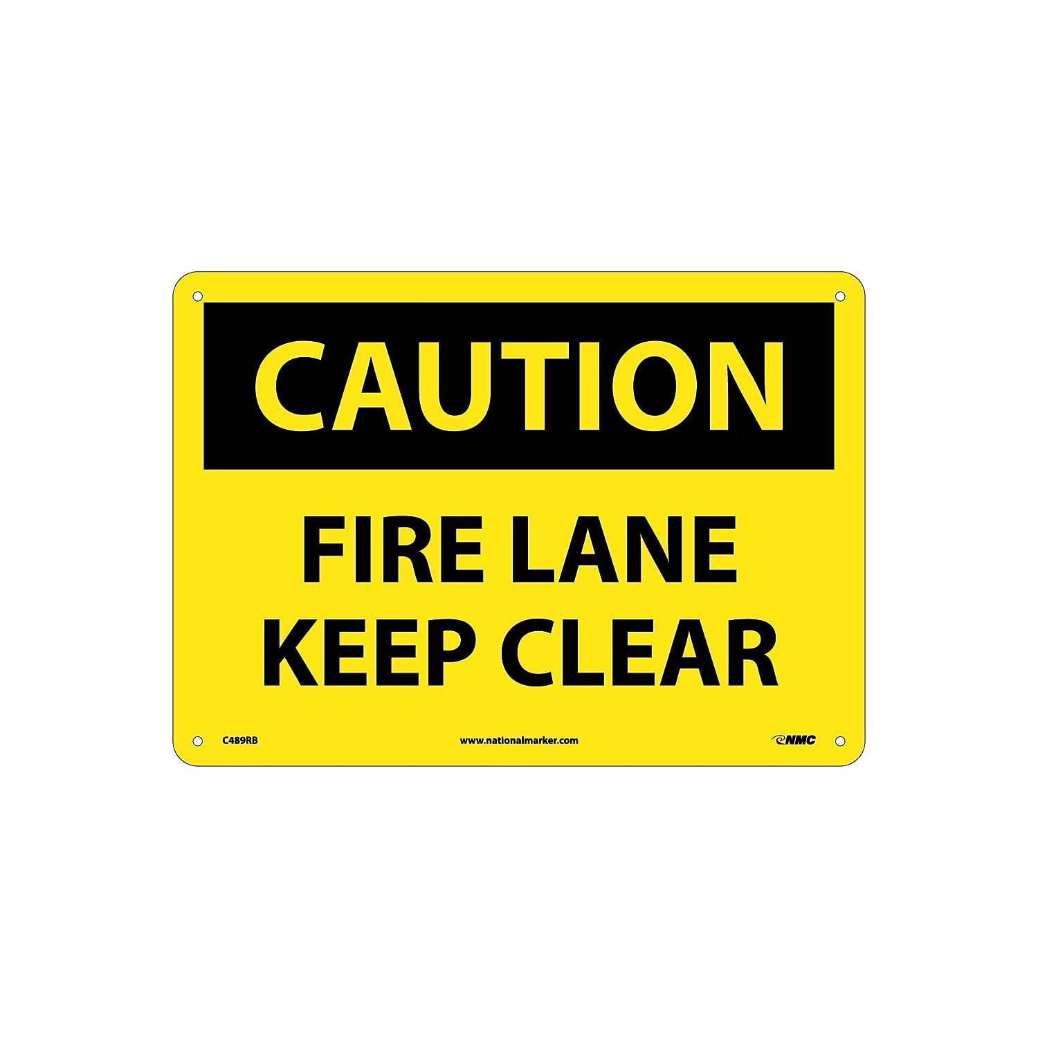 National Marker Caution Fire Lane Keep Clear 10X14 Rigid Plastic ...