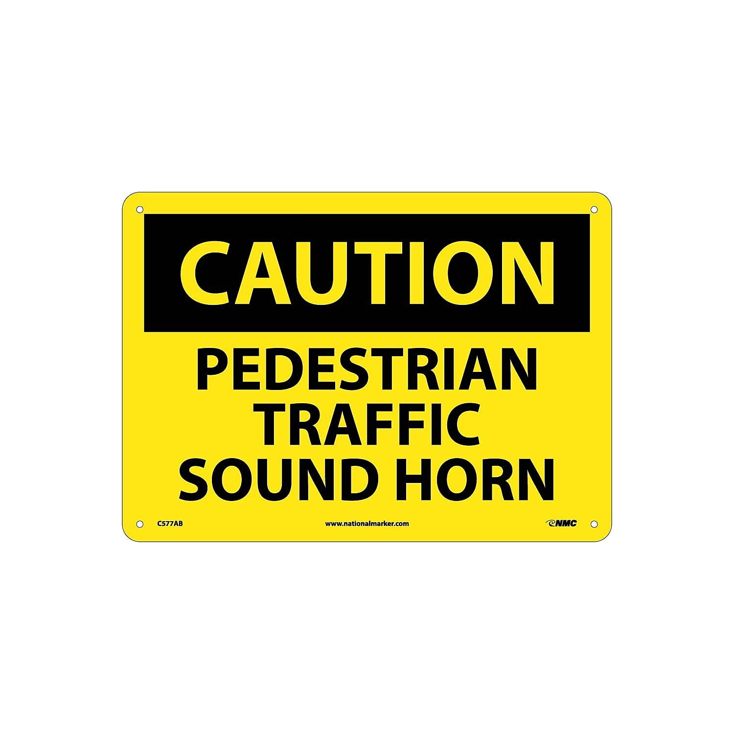 National Marker Caution Pedestrian Traffic Sound Horn 10X14 .040 ...