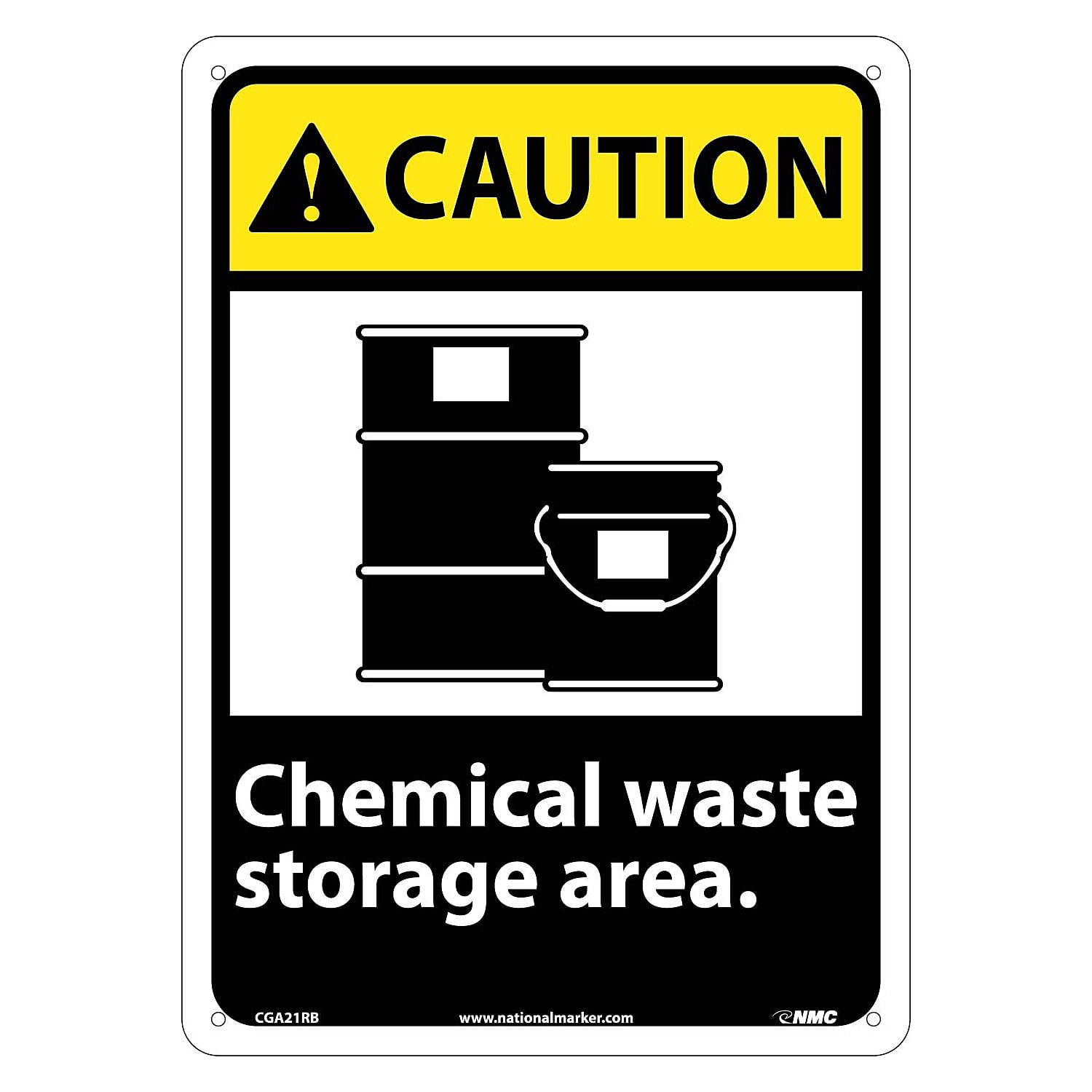 National Marker Caution Signs; Chemical Waste Storage Area 14X10 Rigid ...
