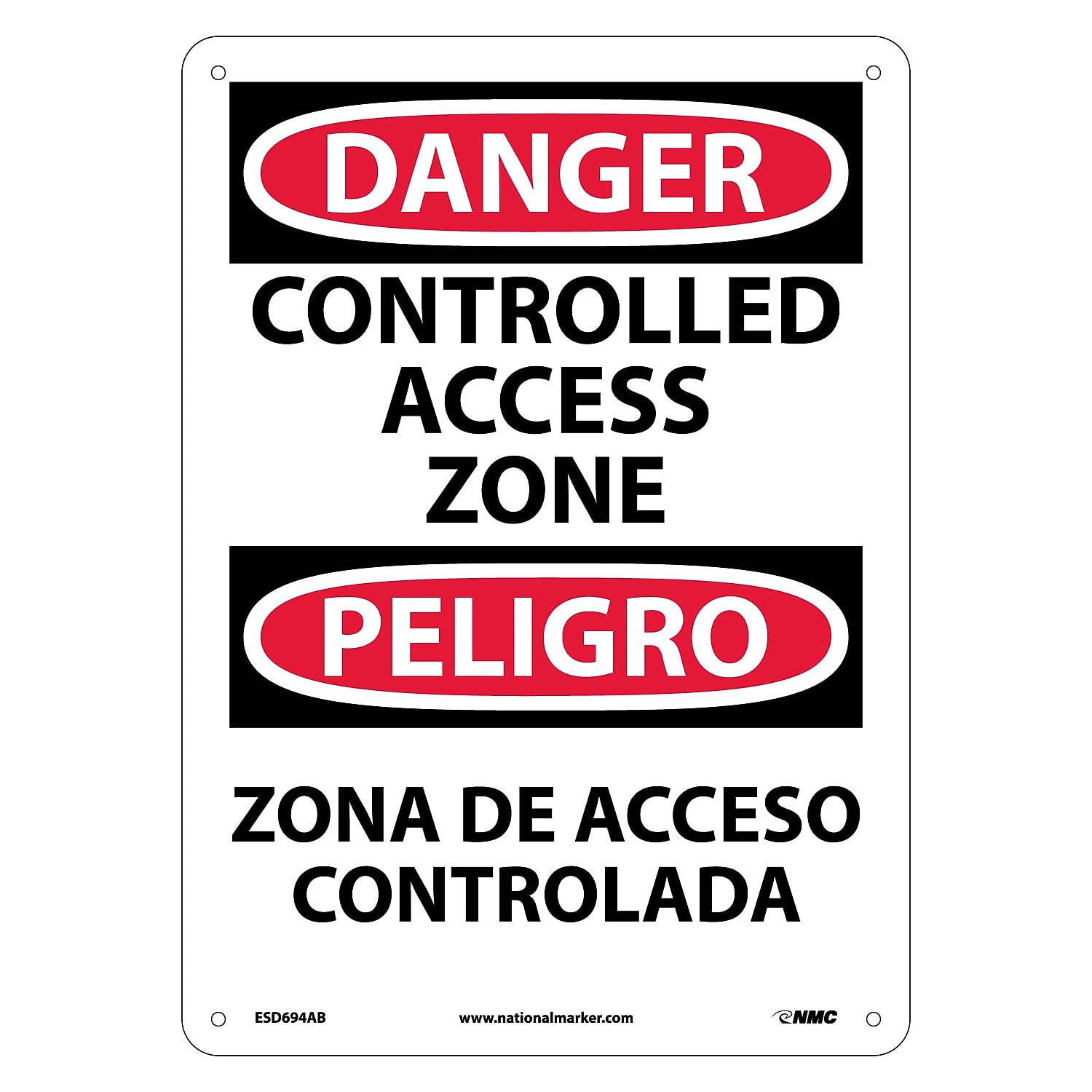 National Marker Controlled Access Zone Bilingual 14X10 .040 Aluminum ...