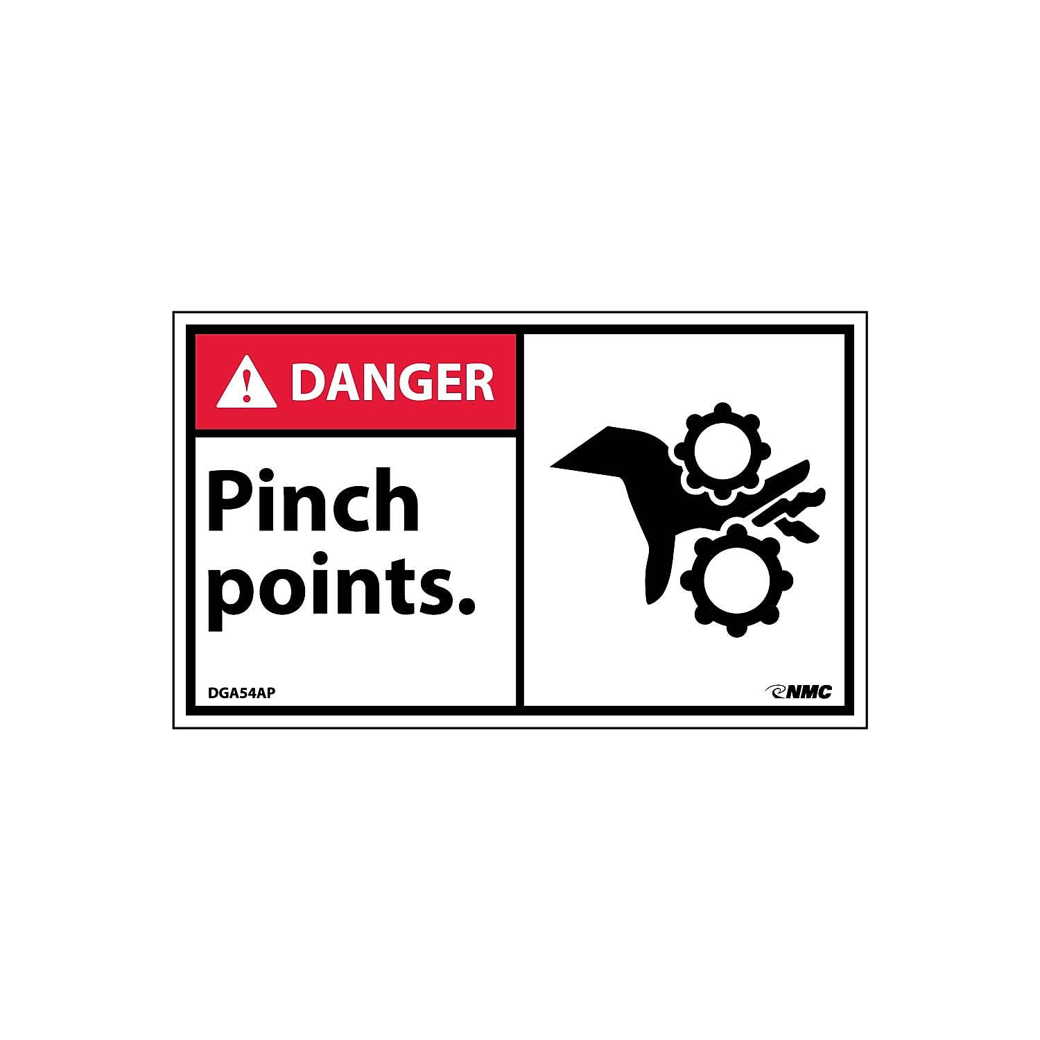 National Marker Danger Labels; Pinch Point 3" x 5" Adhesive Vinyl 5 ...