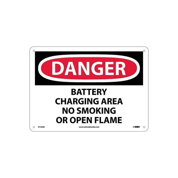 National Marker Danger Signs; Battery Charging Area No Smoking Or Open ...