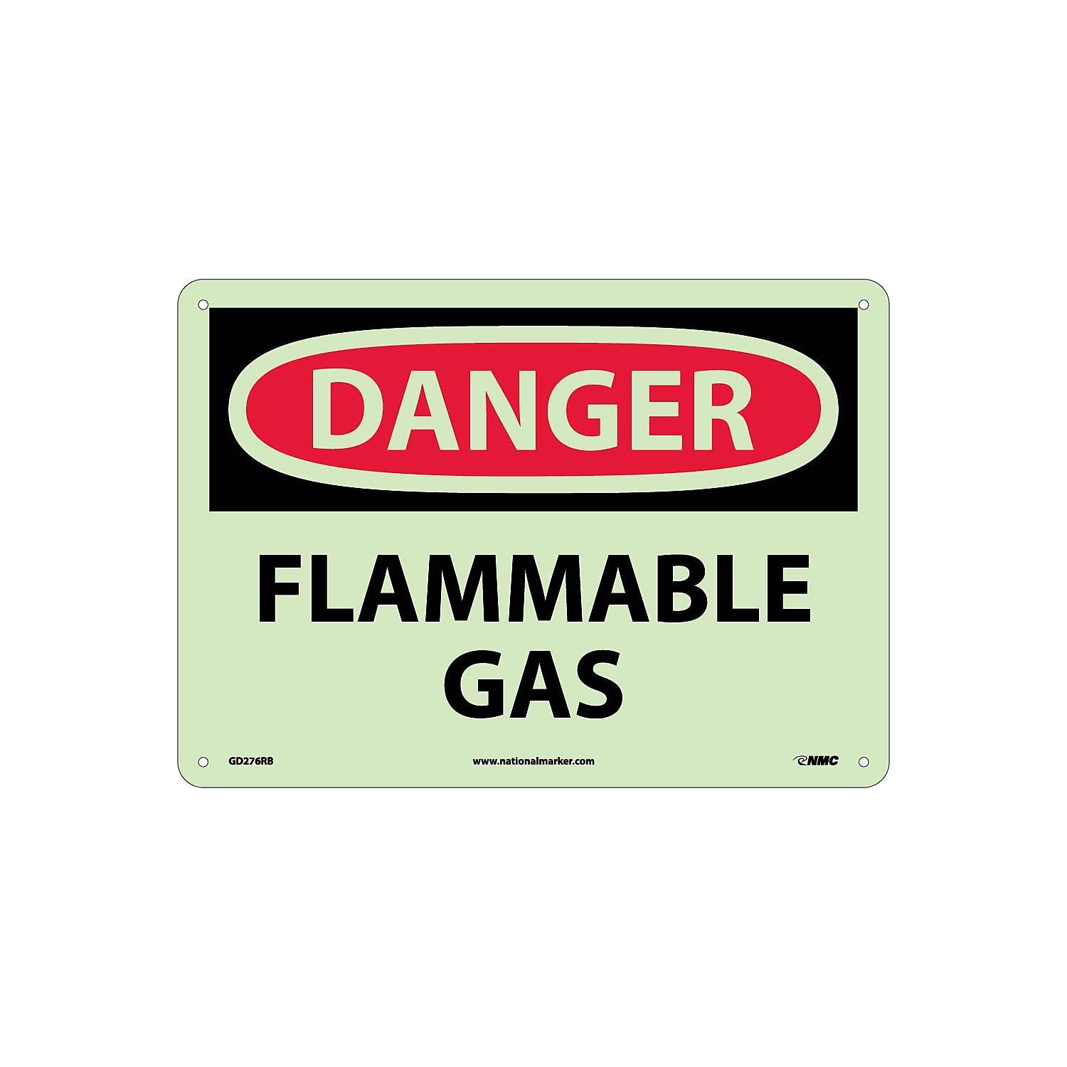National Marker Danger Signs; Flammable Gas 10X14 Rigid Plasticglow ...