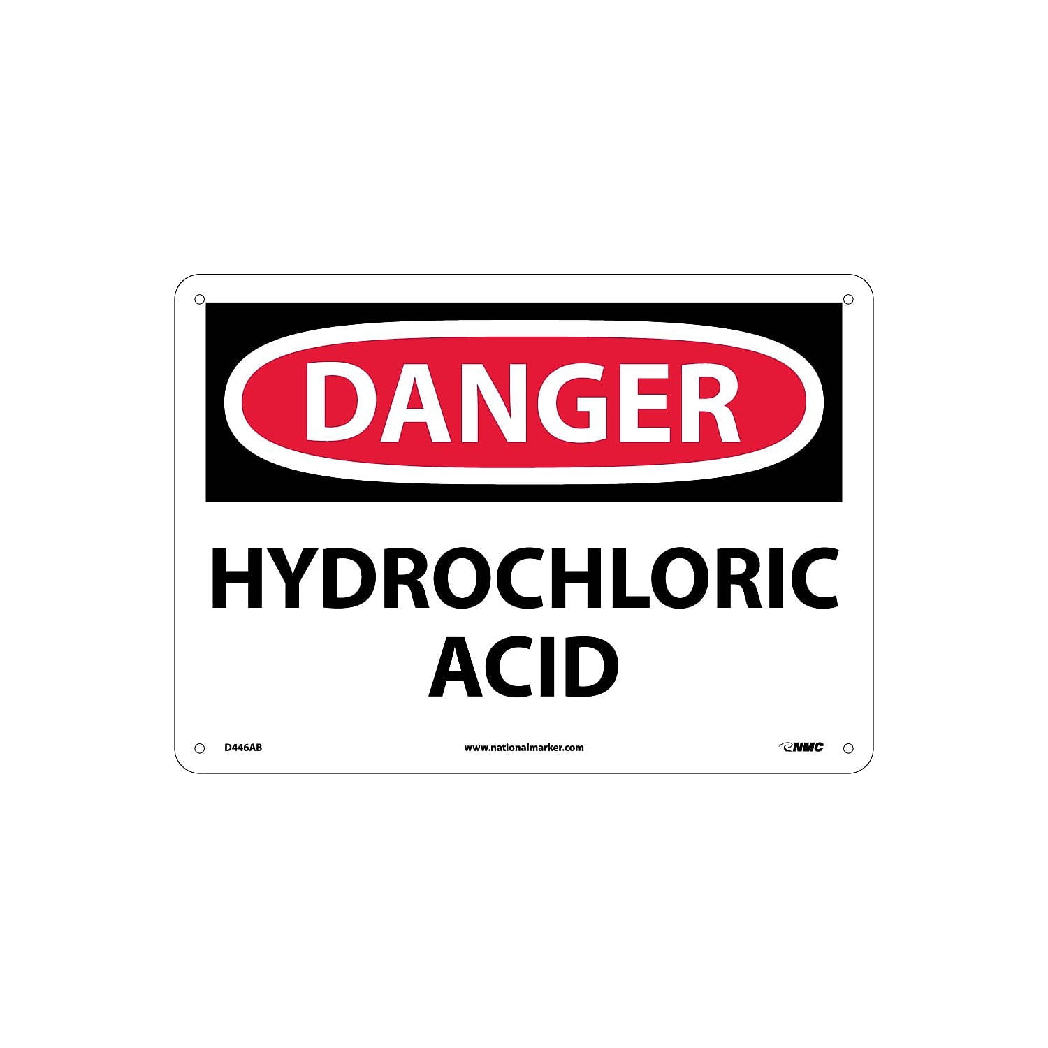 National Marker Danger Signs; Hydrochloric Acid 10X14 .040 Aluminum ...