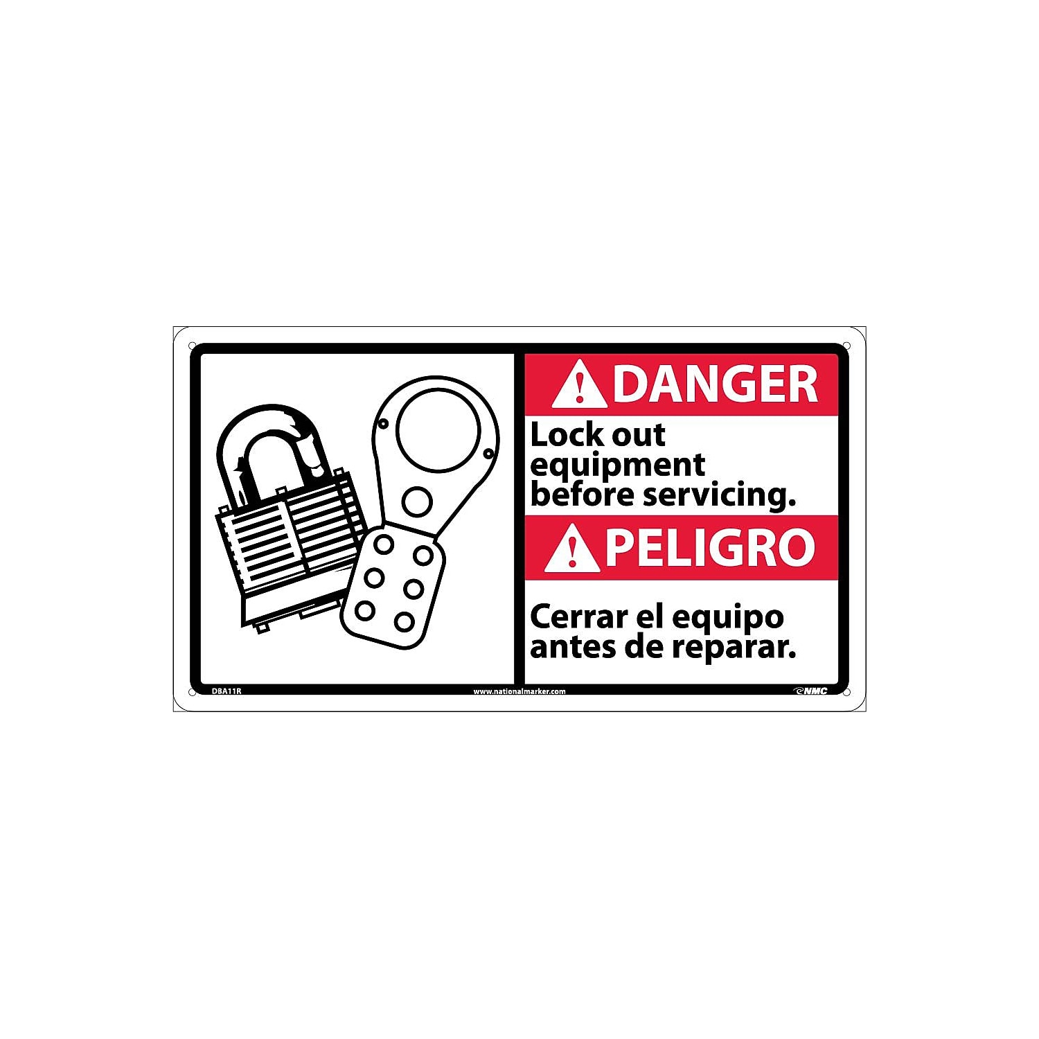 National Marker Danger Signs; Lock Out Equipment Before Servicing ...