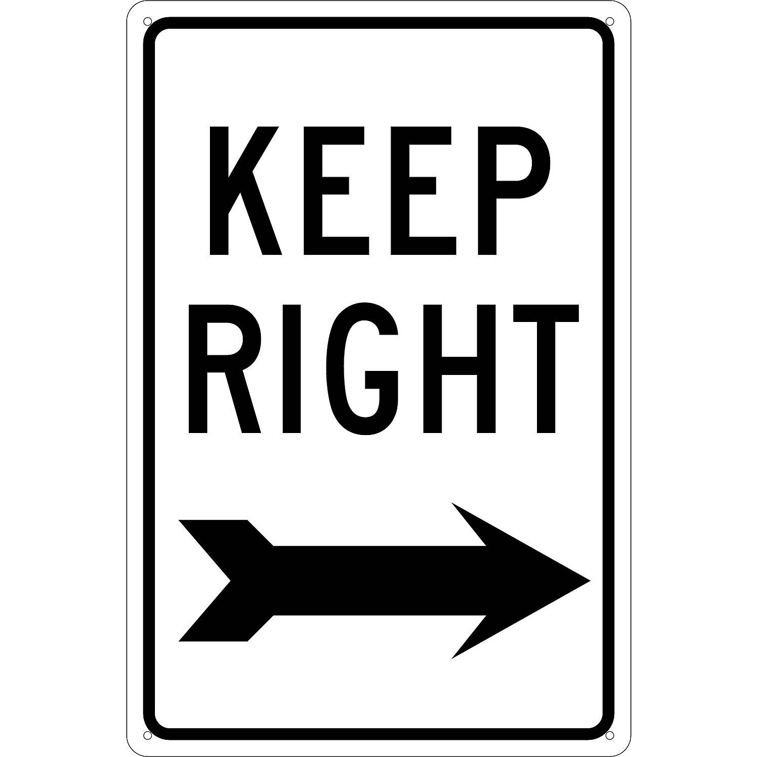 National Marker Directional Signs; Keep Right (With Arrow) 18X12 .040 ...