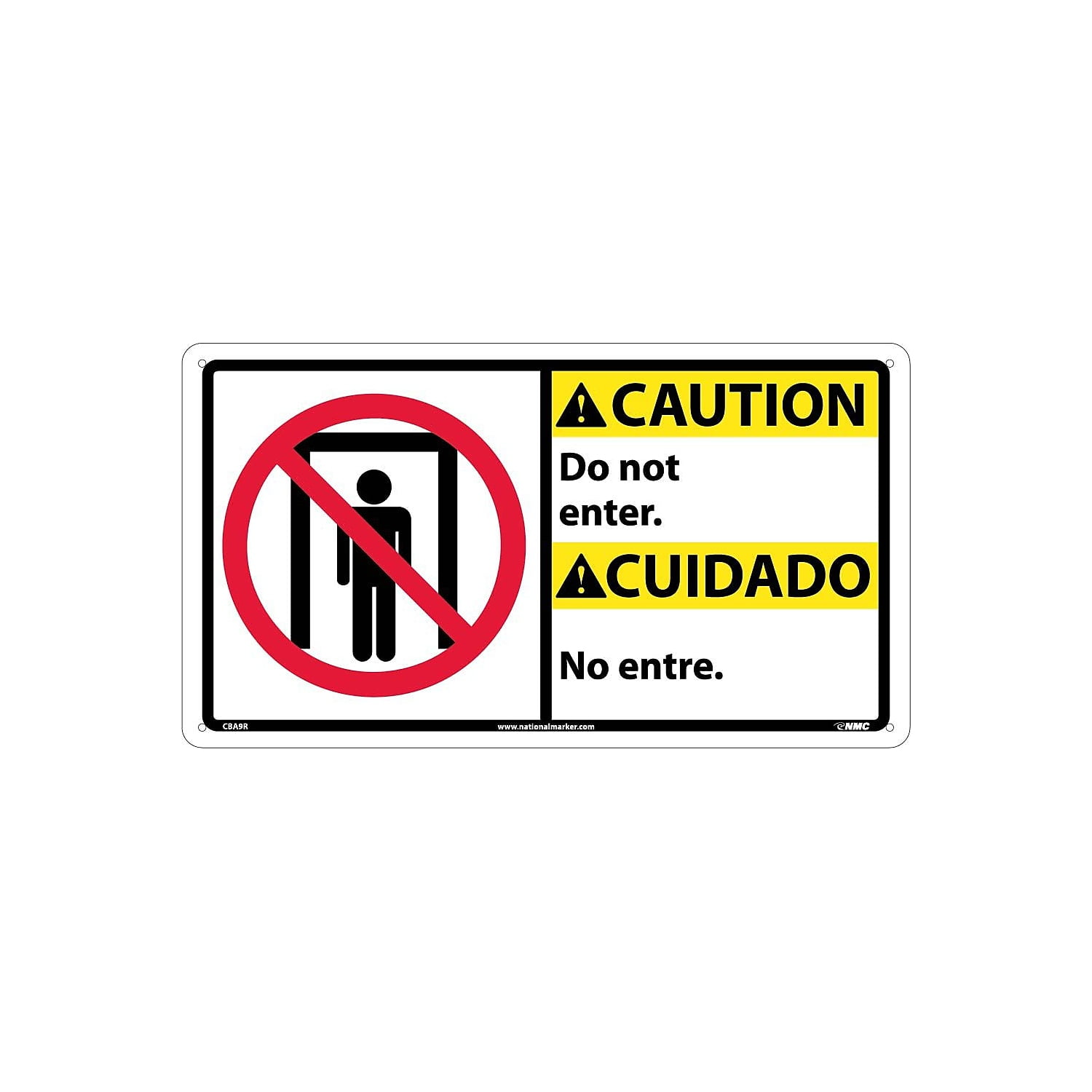 National Marker Do Not Enter (Bilingual W/Graphic) 10X18 Rigid Plastic ...