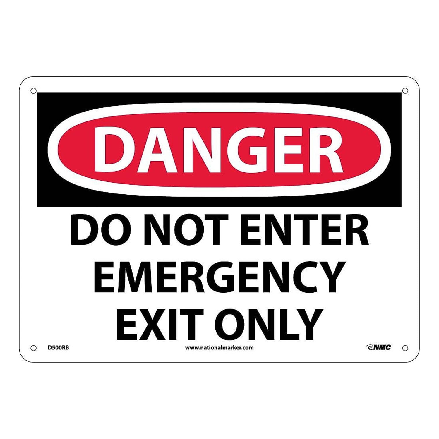 National Marker Do Not Enter Emergency Exit Only 10X14 Rigid Plastic ...