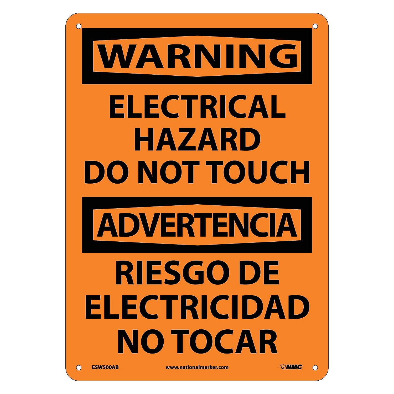 National Marker Electrical Hazard Do Not Touch Bilingual 14X10 .040 ...