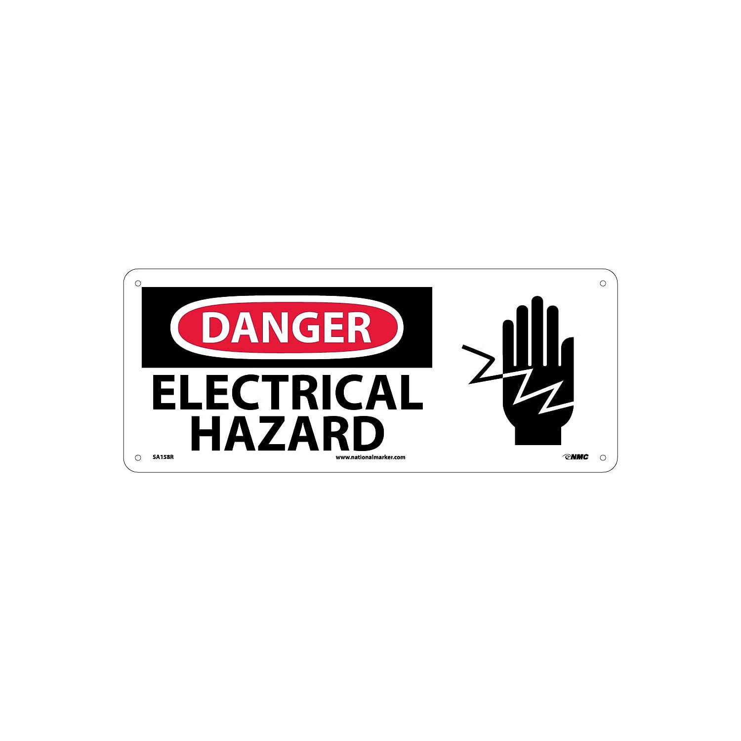 National Marker Electrical Hazard (W/Graphic) 7X17 Rigid Plastic Danger ...