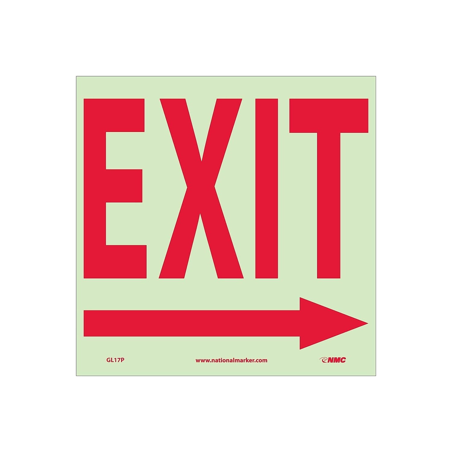 National Marker Exit (With Right Arrow) 10X10 Adhesive Glow GL17P ...
