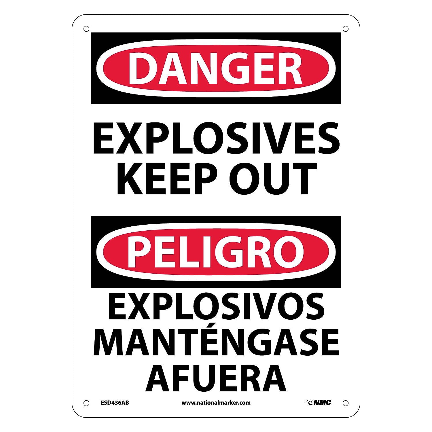 National Marker Explosives Keep Out Bilingual 14X10 .040 Aluminum ...