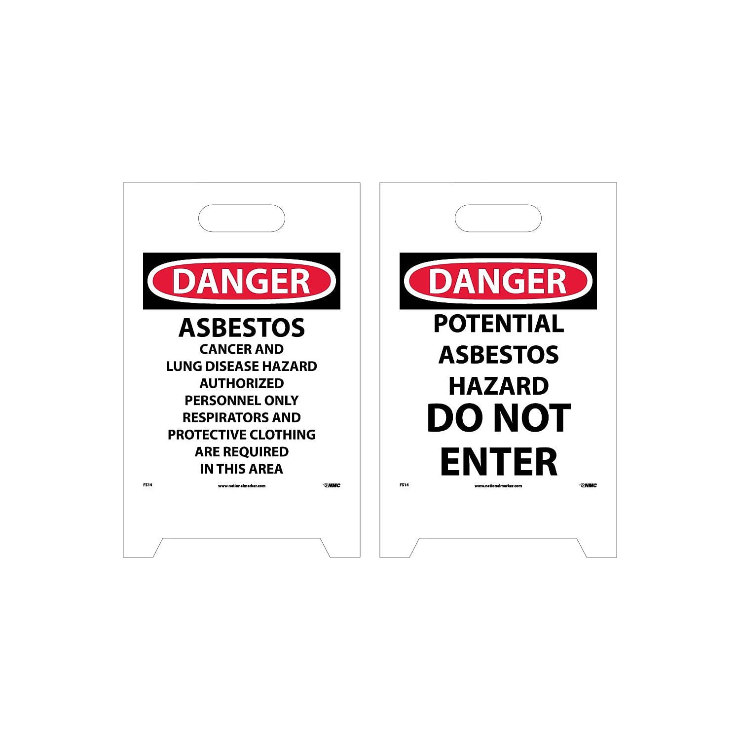 National Marker Floor Signs; Dbl Side Danger Asbestos . . .Danger ...