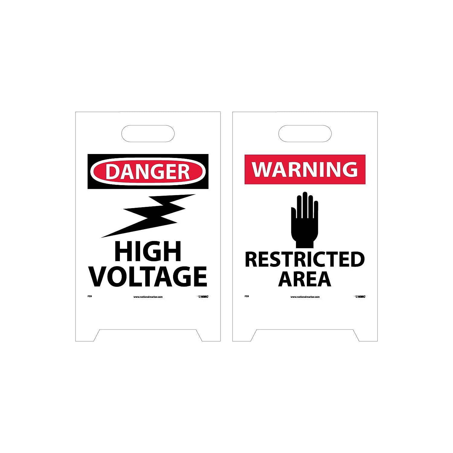 National Marker Floor Signs; Dbl Side Danger High Voltage Warning ...