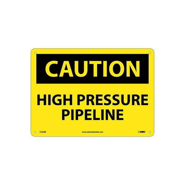 National Marker High Pressure Pipeline 10X14 Rigid Plastic Caution Sign ...