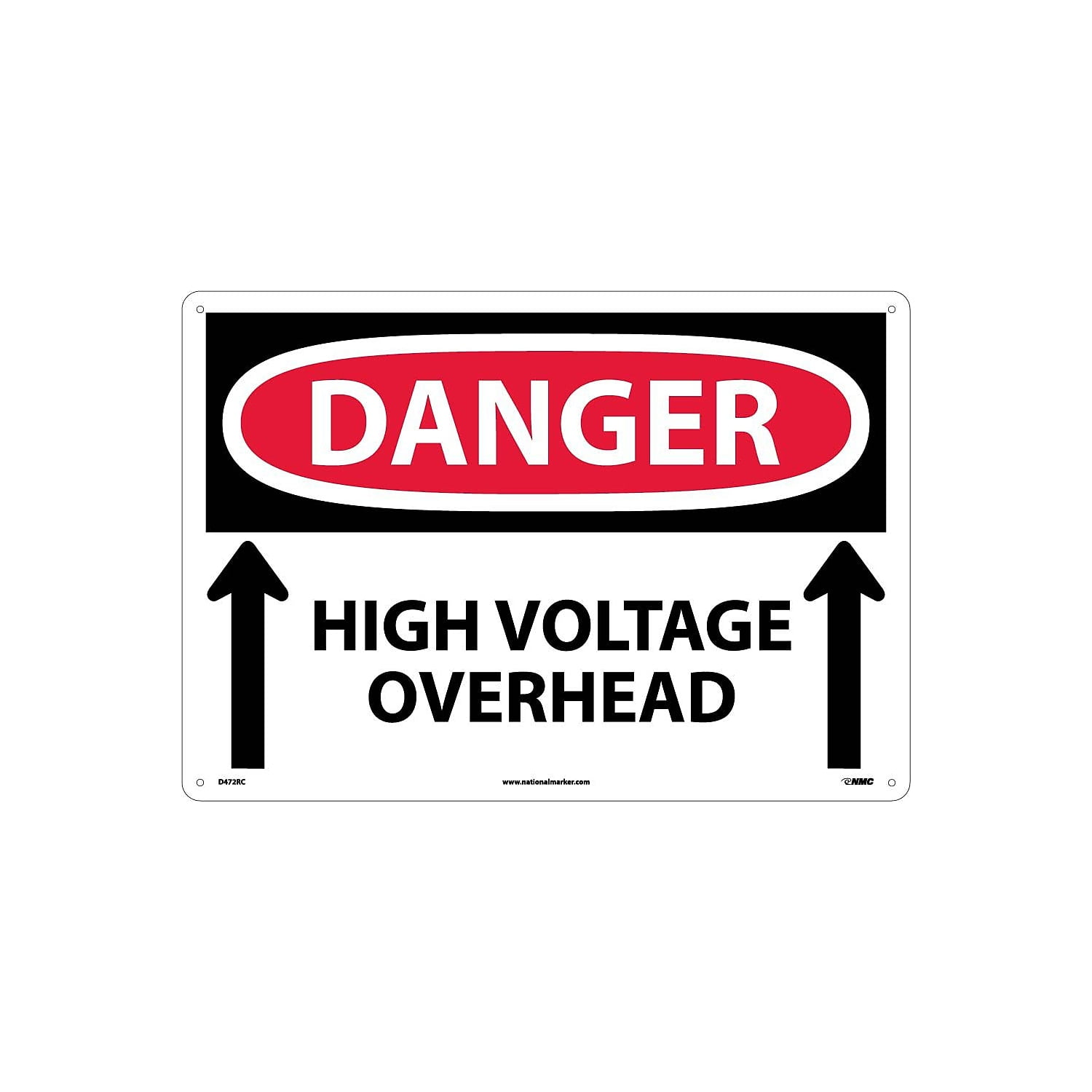 National Marker High Voltage Overhead (Up Arrows) 14X20 Rigid Plastic ...