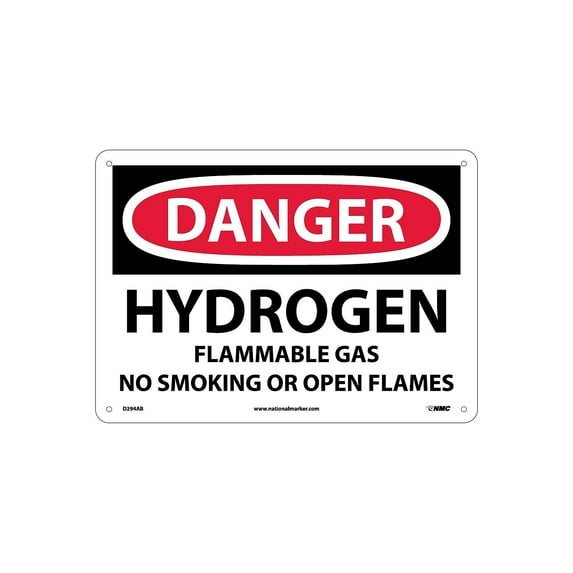 National Marker Hydrogen Flammable Gas No Smoking Or Open. . . 10X14 ...