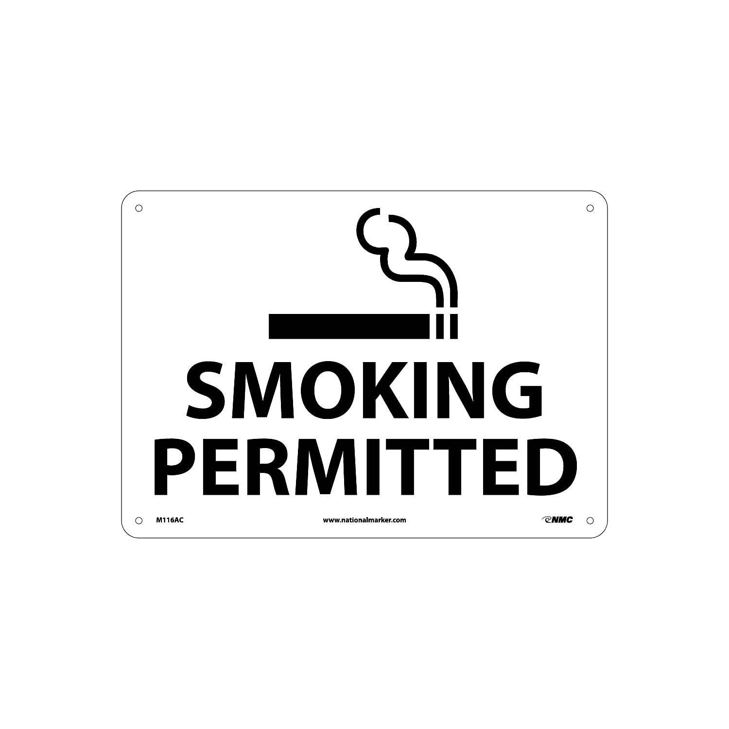 National Marker Information Signs; Smoking Permitted Graphic 14X20 .040 ...