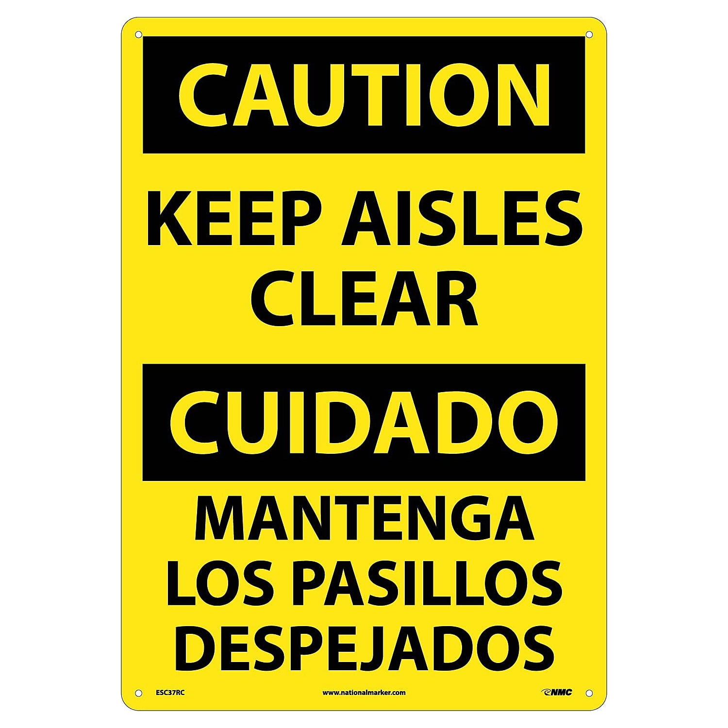 National Marker Keep Aisles Clear (Bilingual) 20X14 Rigid Plastic ...
