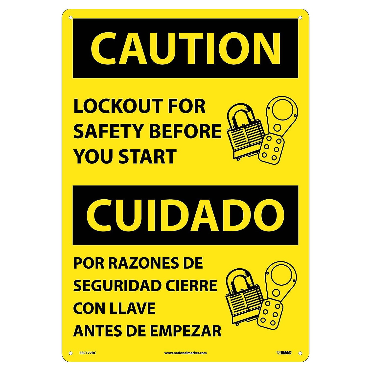National Marker Lockout For Safety Before You Start (Bilingual) 20X14 ...