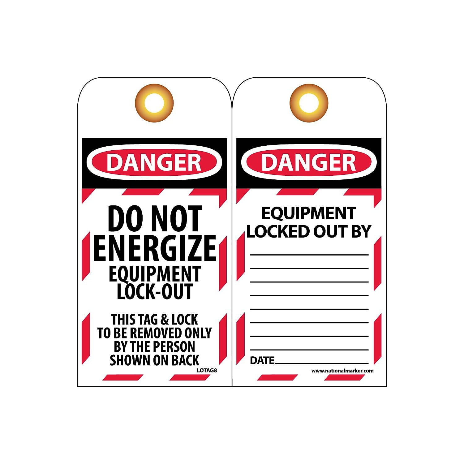 National Marker Lockout Tags; Lockout Danger Do Not Energize. . . 6X3 ...