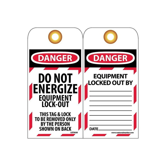 National Marker Lockout Tags; Lockout Danger Do Not Energize. . . 6X3 ...
