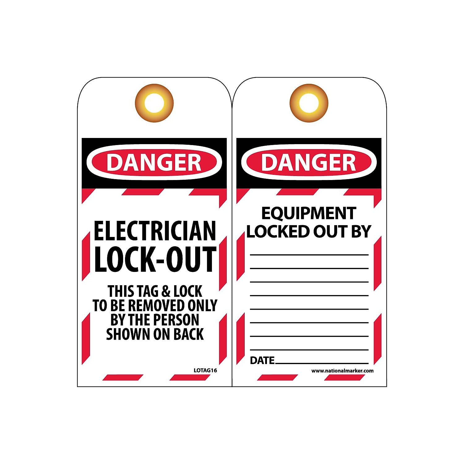 National Marker Lockout Tags; Lockout Danger Electrician Lock-Out ...