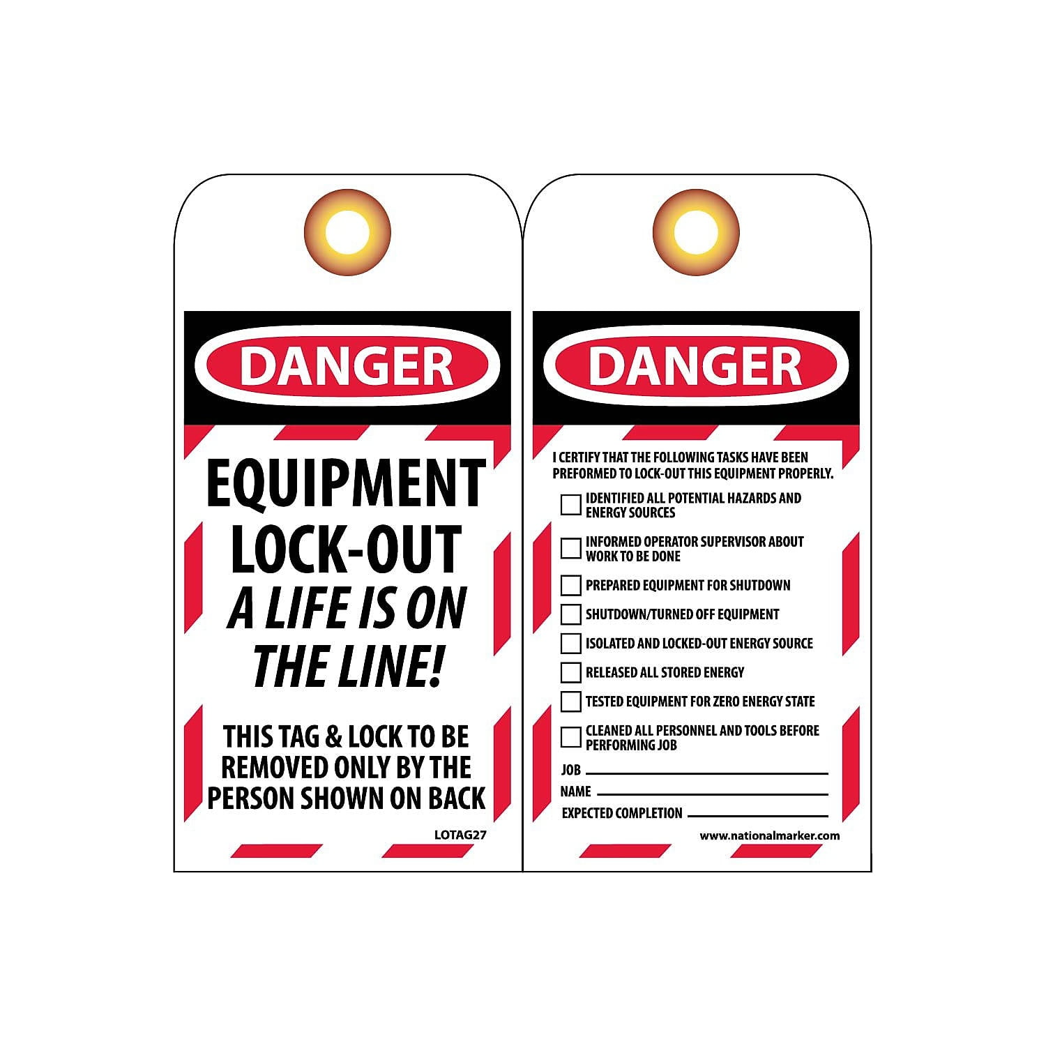 National Marker Lockout Tags; Lockout Danger Equipment Lock-Out ...