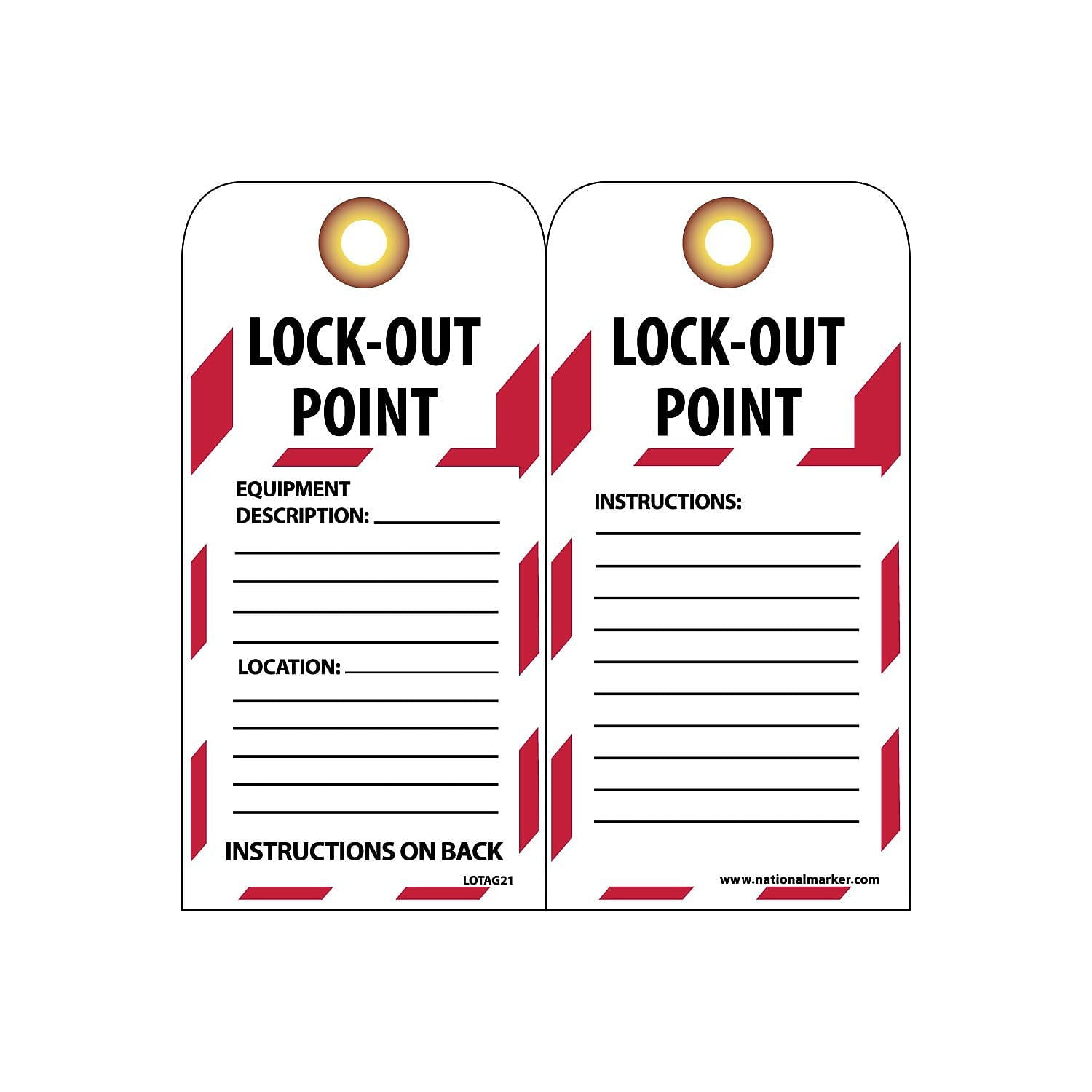 National Marker Lockout Tags; Lockout Lockout Point. . . 6X3 Unrippable ...