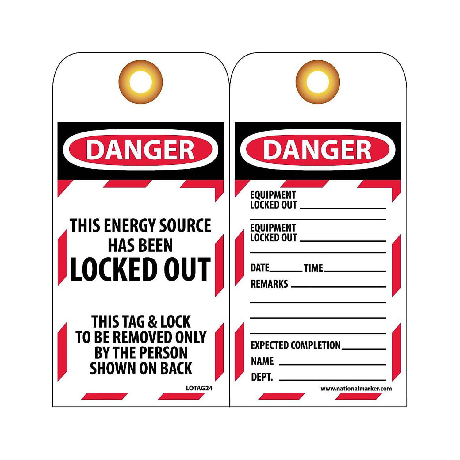 National Marker Lockout Tags; Lockout This Energy Source Has Been ...
