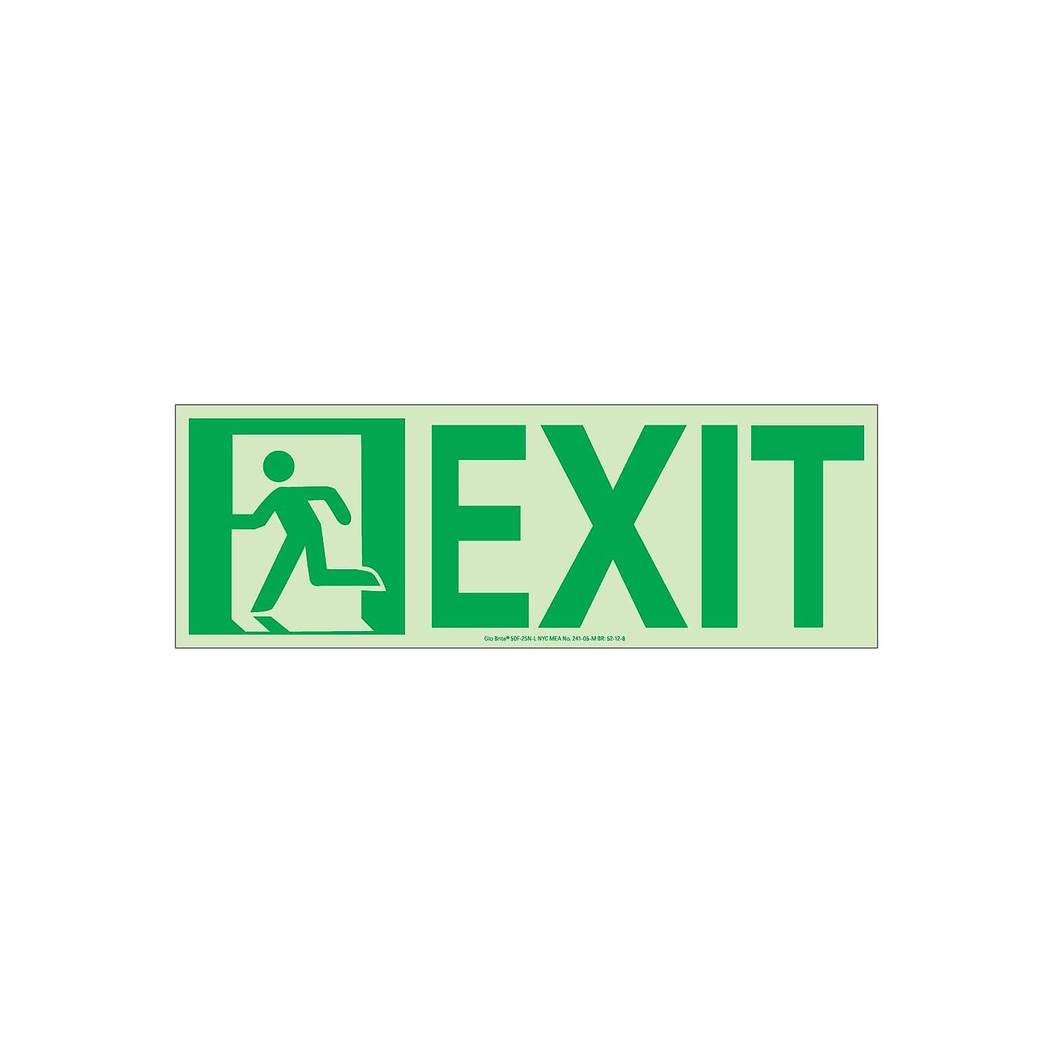National Marker NYC Door Mount Exit Sign Left 4.5X13 Flex 7550 Glo ...