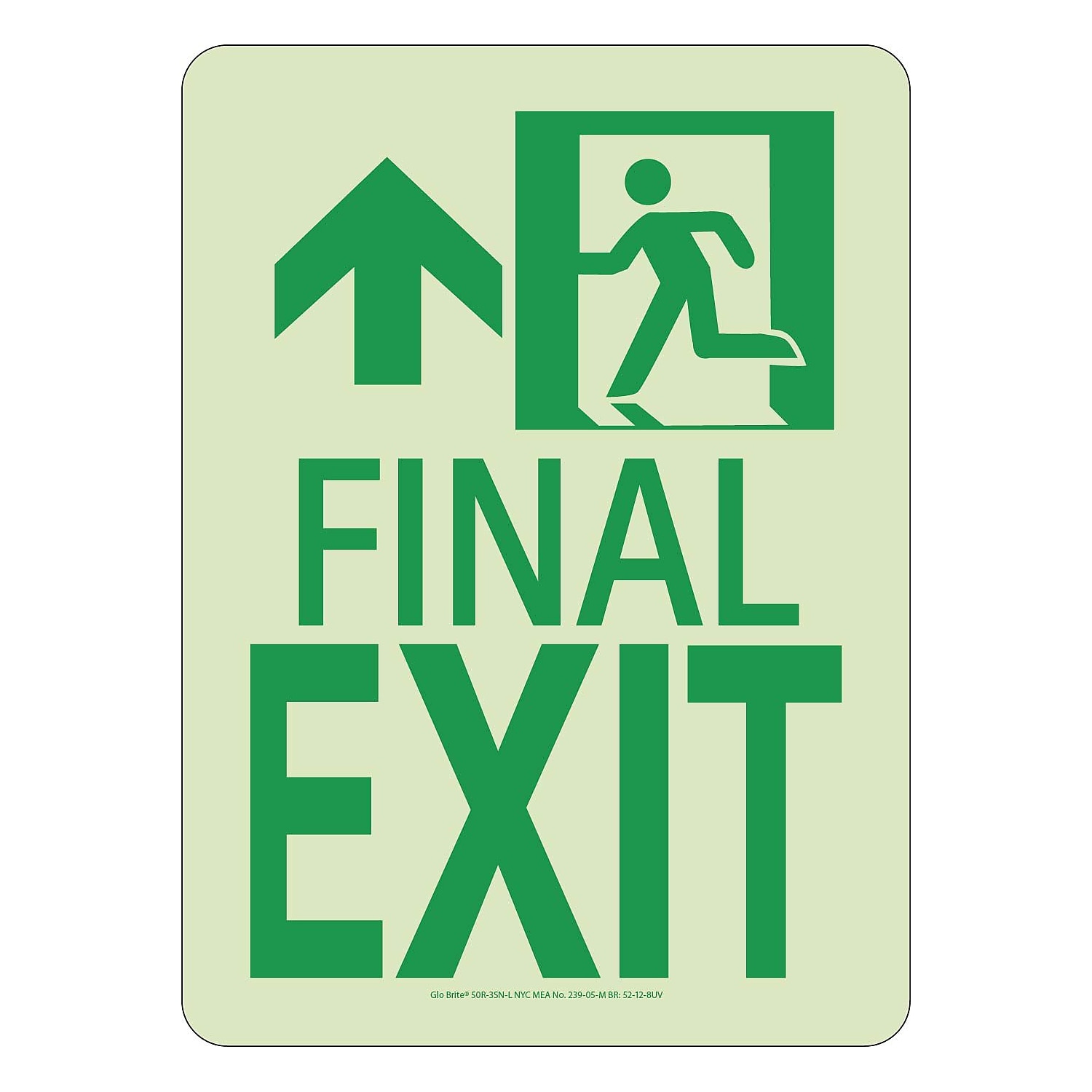 National Marker NYC Final Exit Sign Forward/Left Side 11X8 Rigid 7550 ...