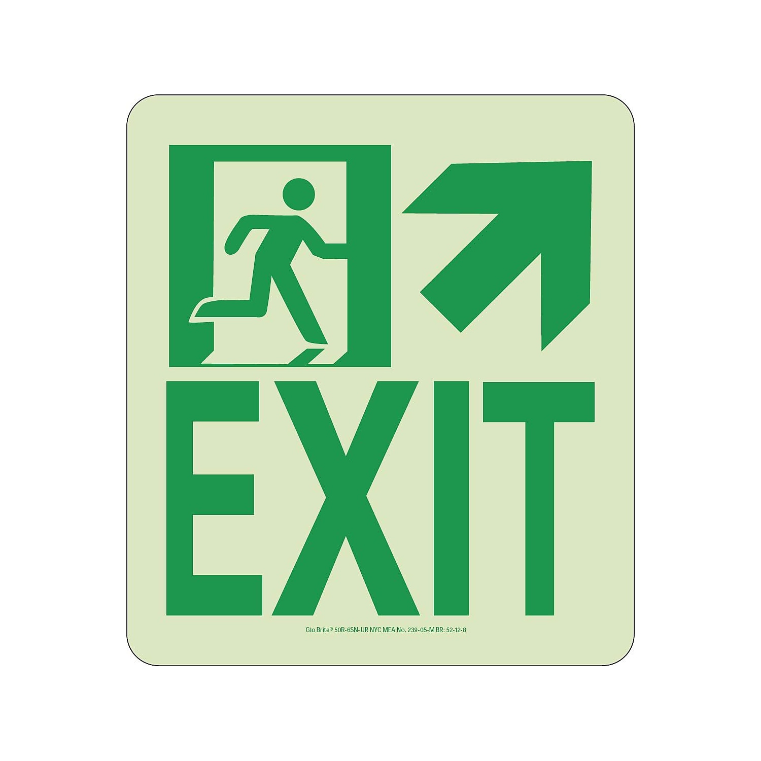 National Marker NYC Wall Mont Exit Sign Up Right 9X8 Rigid 7550 Glo ...